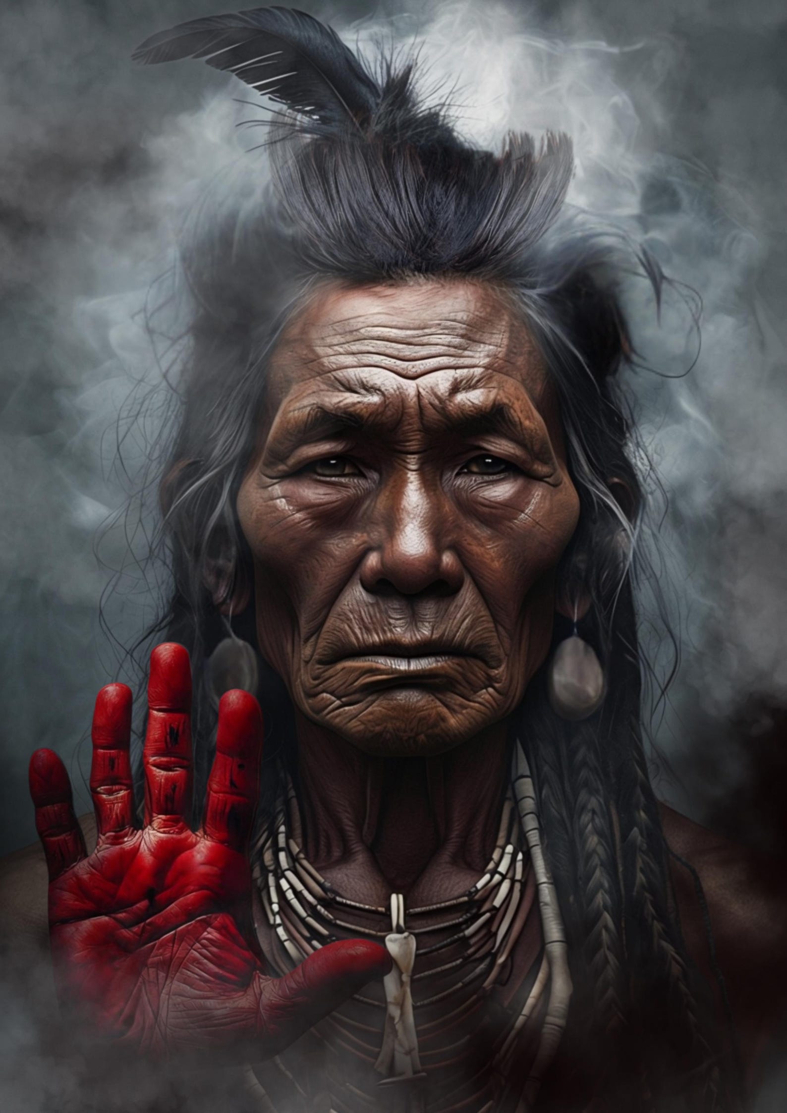 Native American Crow Chief Portrait: Dramatic Realism Art Print ...