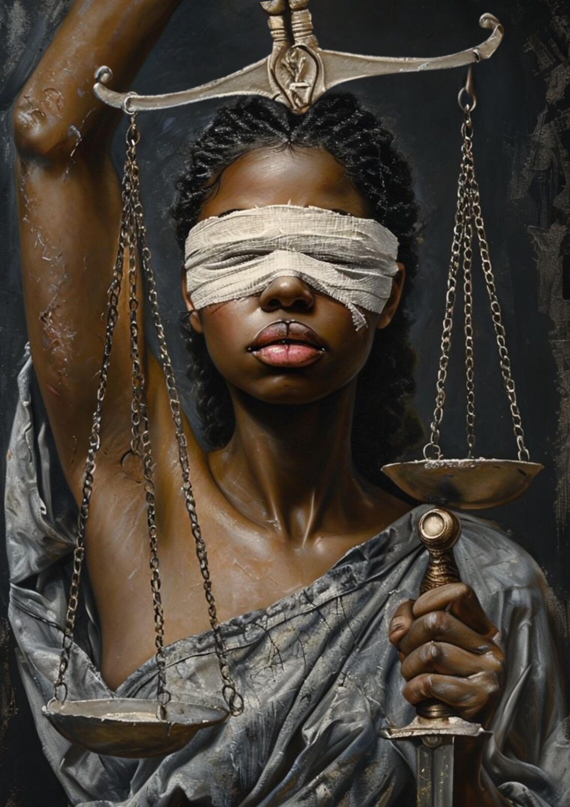 Lady Justice Art, Black Wall Art, African Portrait | Black Art Print ...