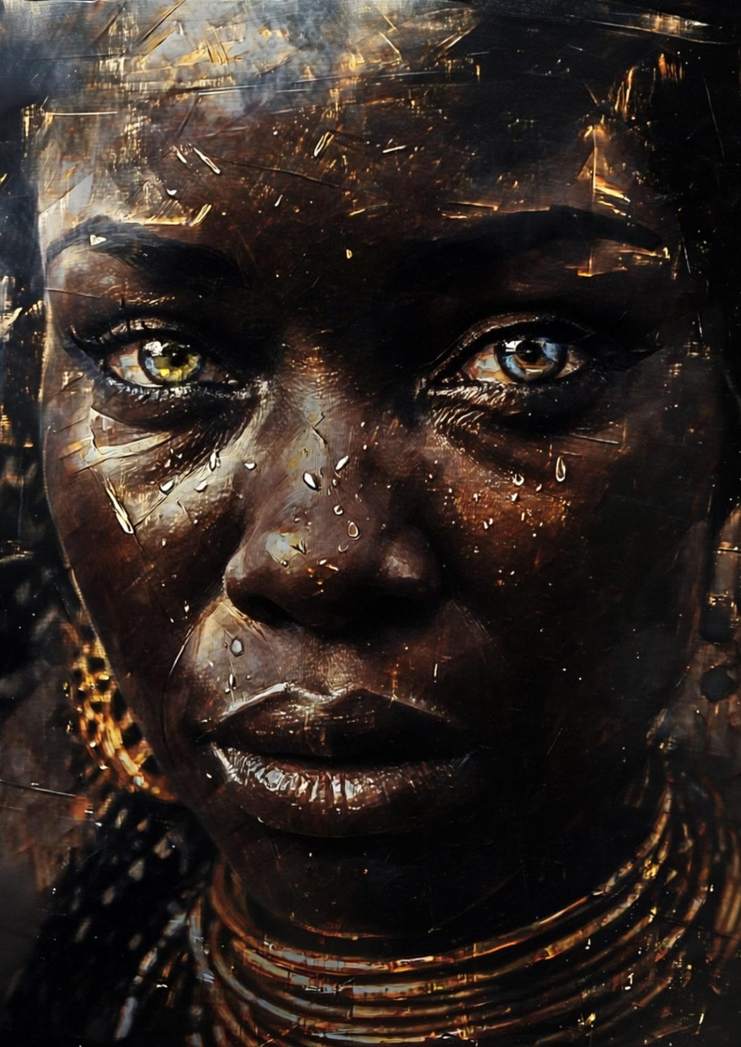 Golden Adornment | Chiaroscuro Figure Art | Textural Wall Decor, Direct ...