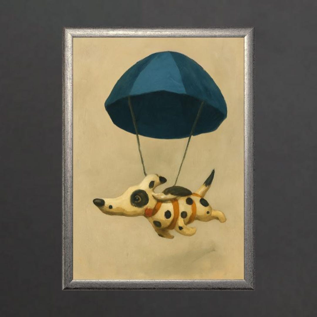 Flying Dog Art Print: Parachute Puppy Nursery Decor (digital Download ...