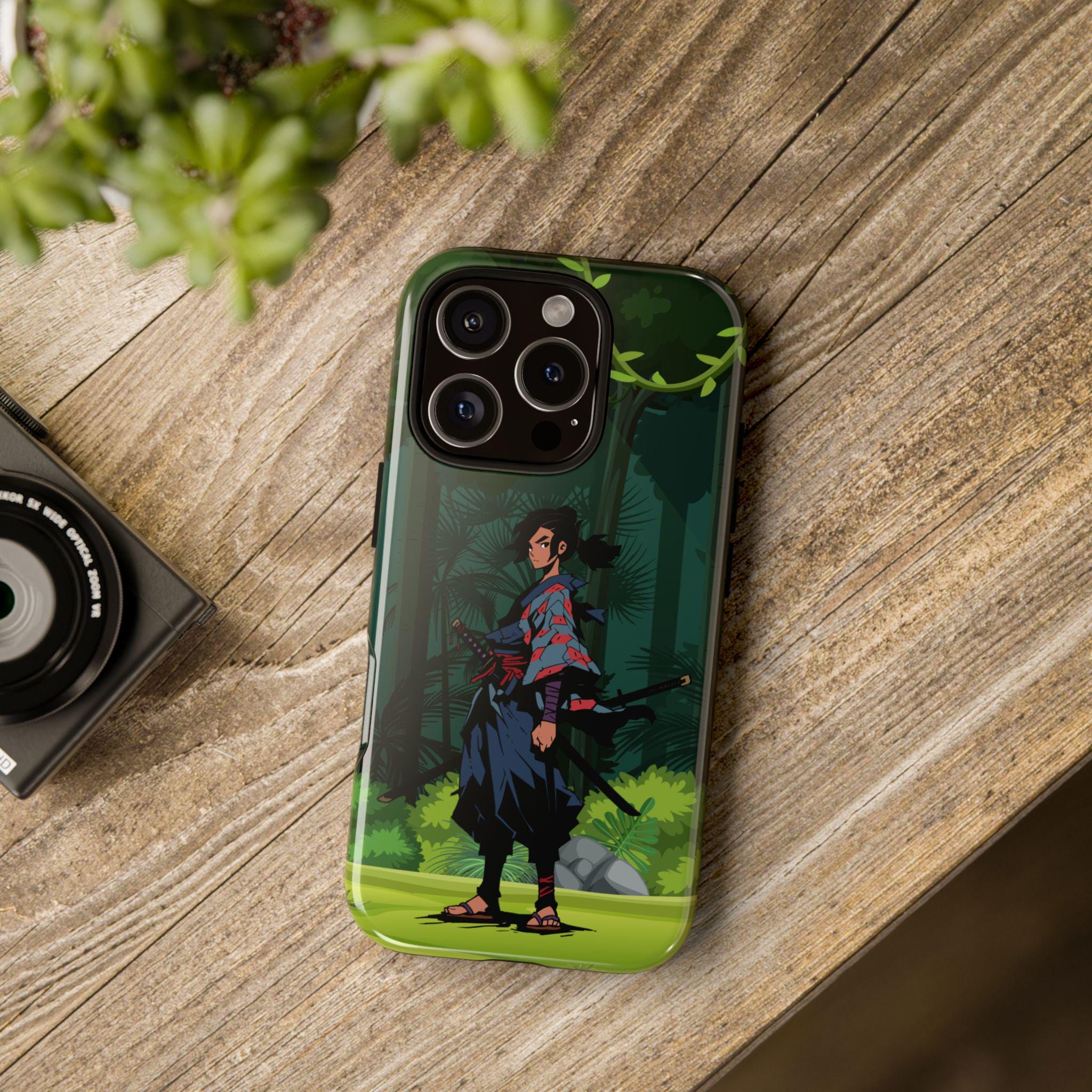 Japanese Samurai Anime Character, Phone Case, Forest Background, Tough ...