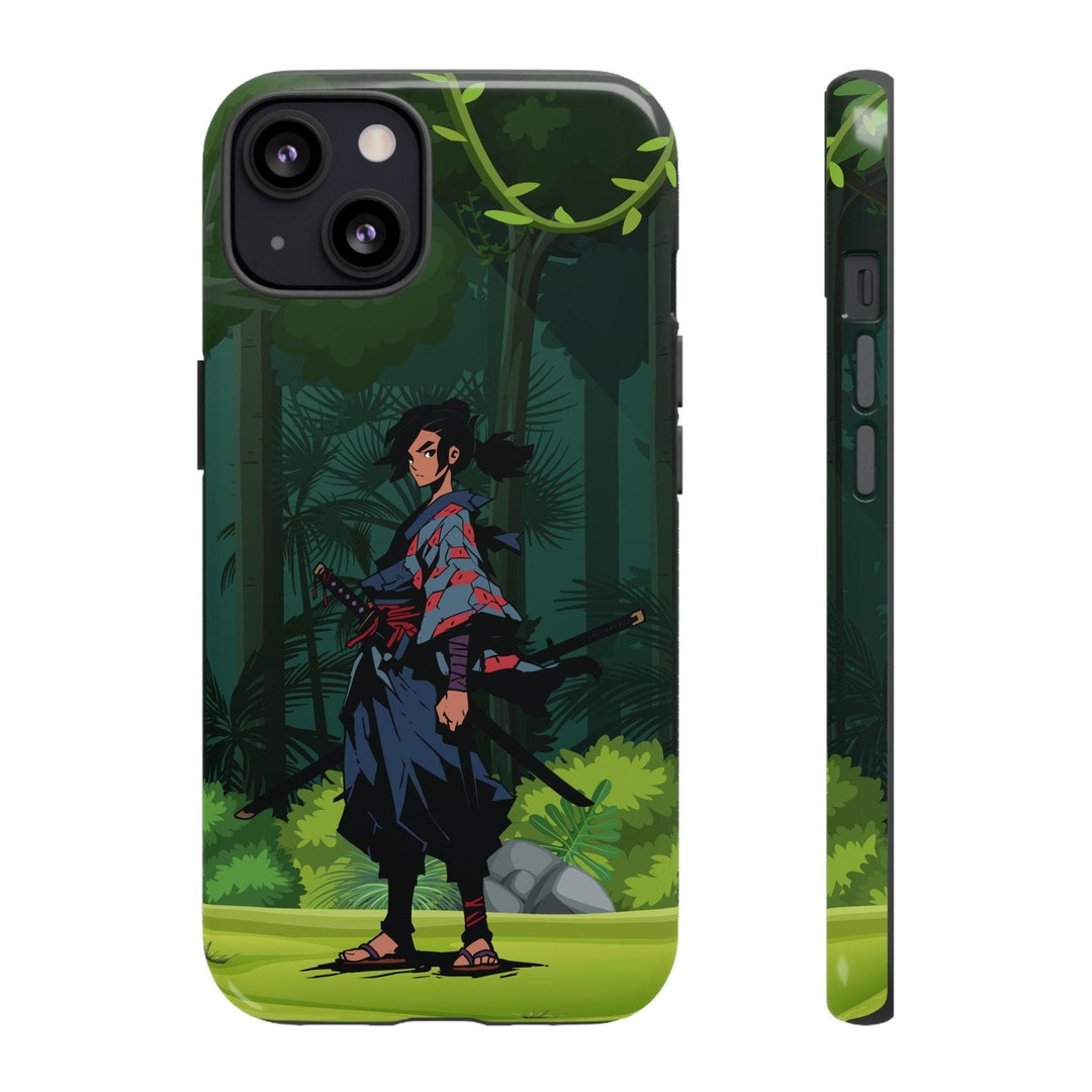 Japanese Samurai Anime Character, Phone Case, Forest Background, Tough ...
