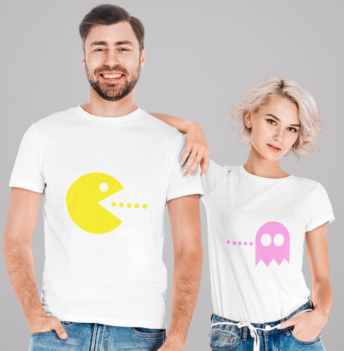 Pacman Lovers T-shirts, Unique Gift for Gamers and Cute Couple. - Etsy
