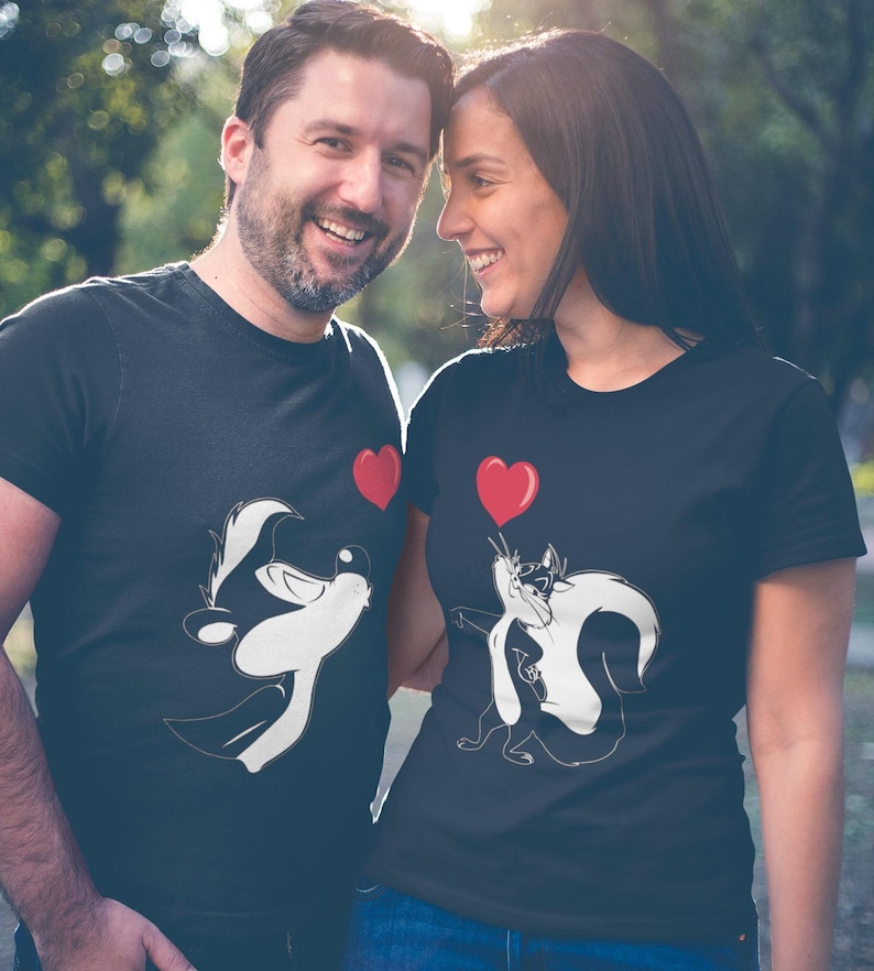 Fun Pepe Le Pew and Penelope Kitty Couples T-shirts, Perfect Match. - Etsy