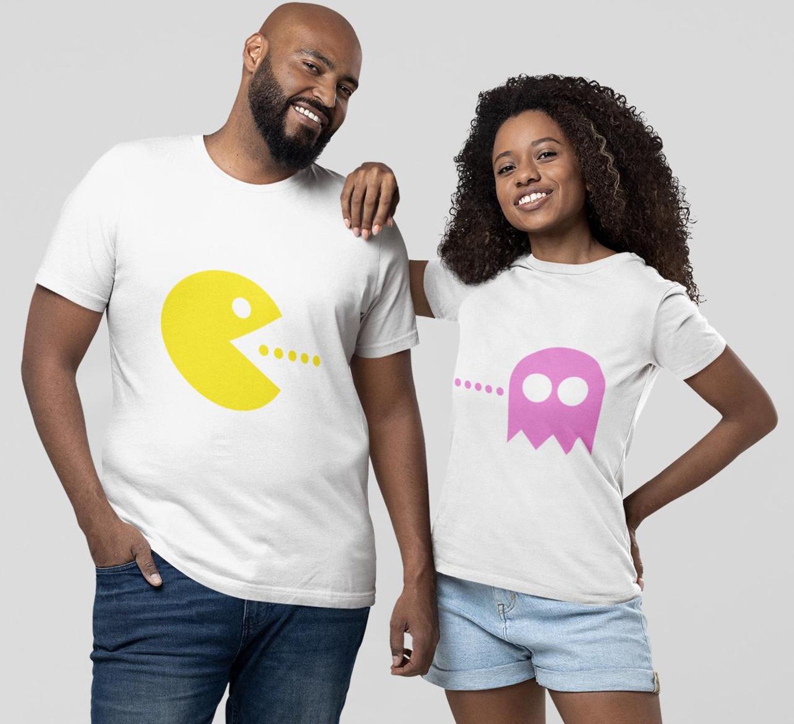 Pacman Lovers T-shirts, Unique Gift for Gamers and Cute Couple. - Etsy