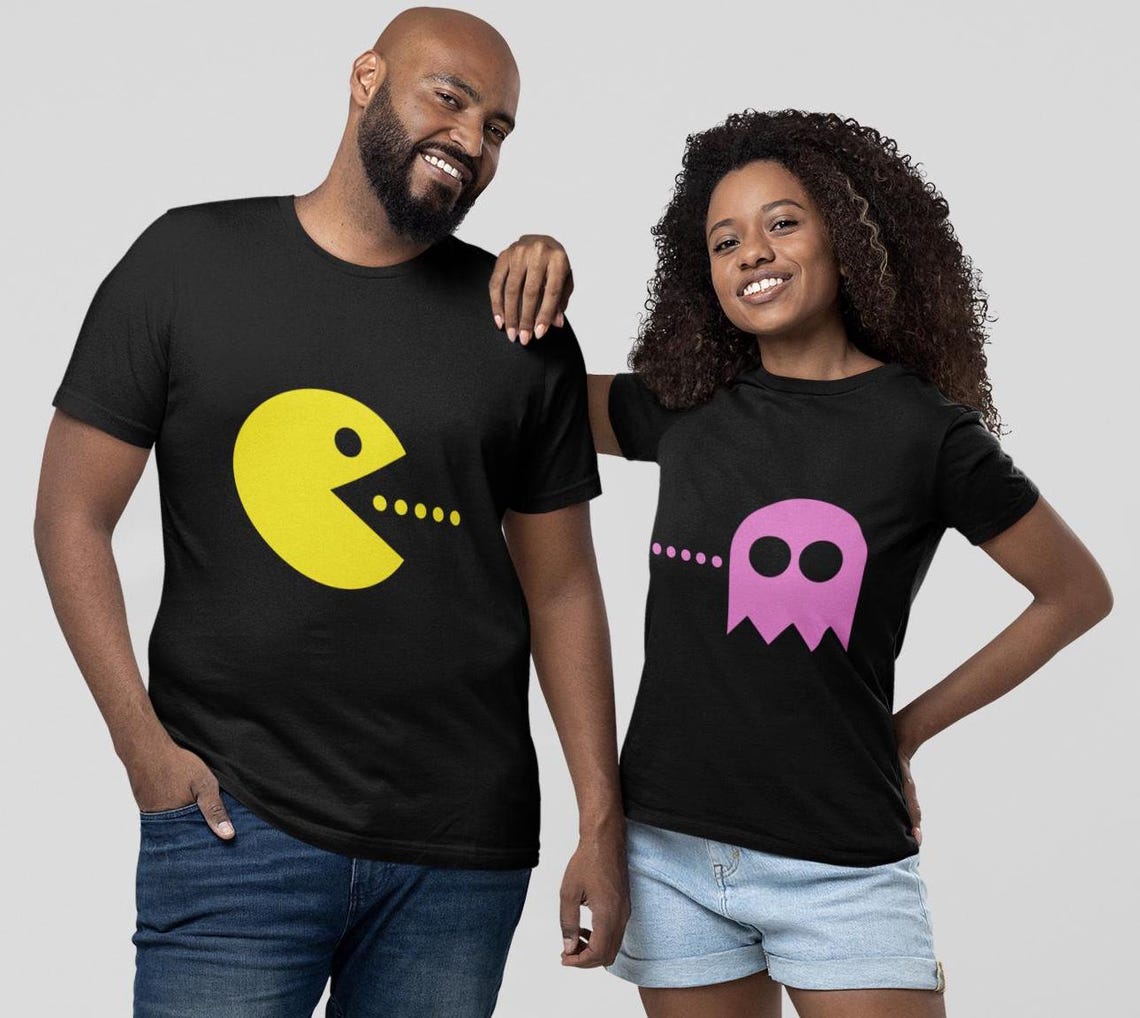 Pacman Lovers T-shirts, Unique Gift for Gamers and Cute Couple. - Etsy