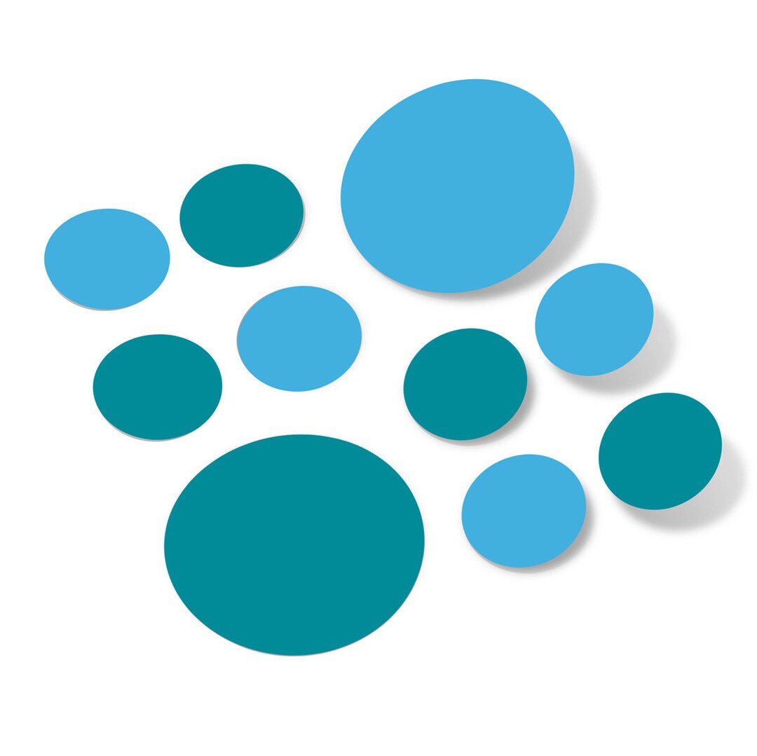 Turquoise / Ice Blue Vinyl Polka Dot Wall Decals Circles Stickers (peel ...