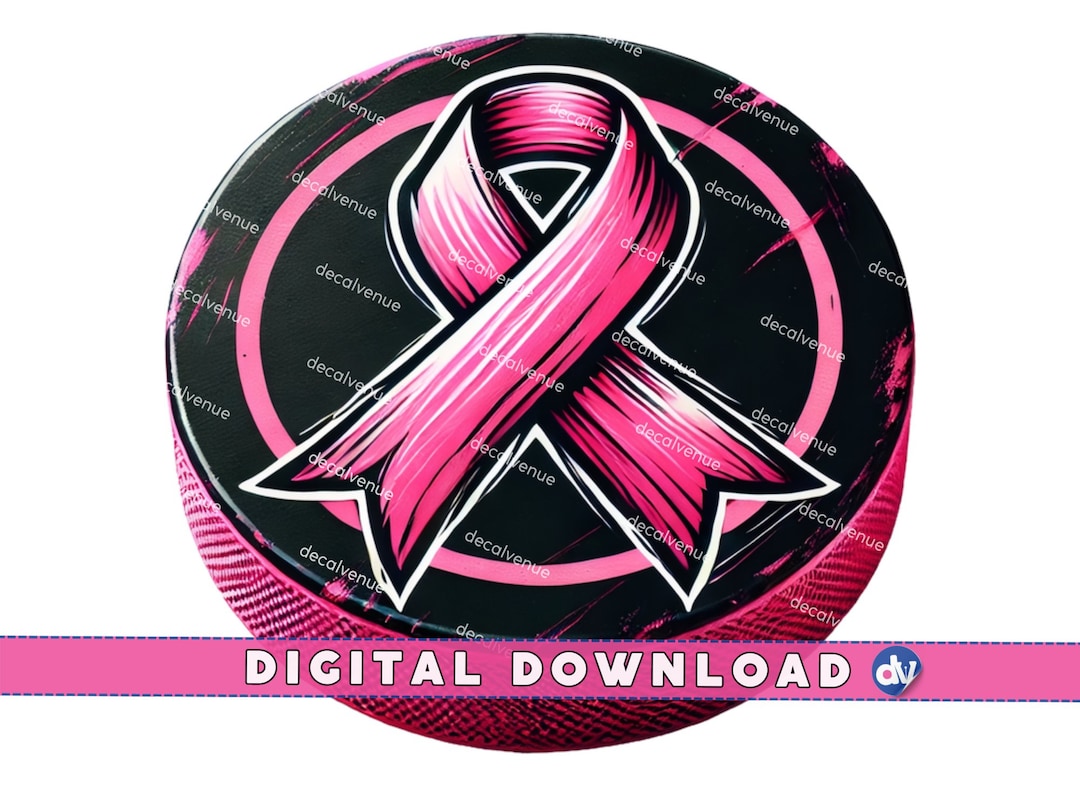 Hockey Puck Pink Ribbon Breast Cancer PNG Digital Download Clipart ...