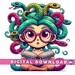 Medusa With Reading Glasses Open Book PNG Digital Download Clipart ...
