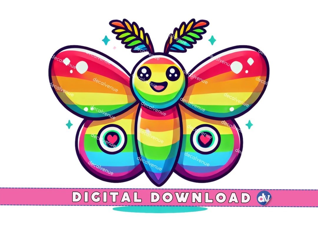 Rainbow Moth PNG Digital Download Clipart Printable Art Dtg Dtf Mugs T ...