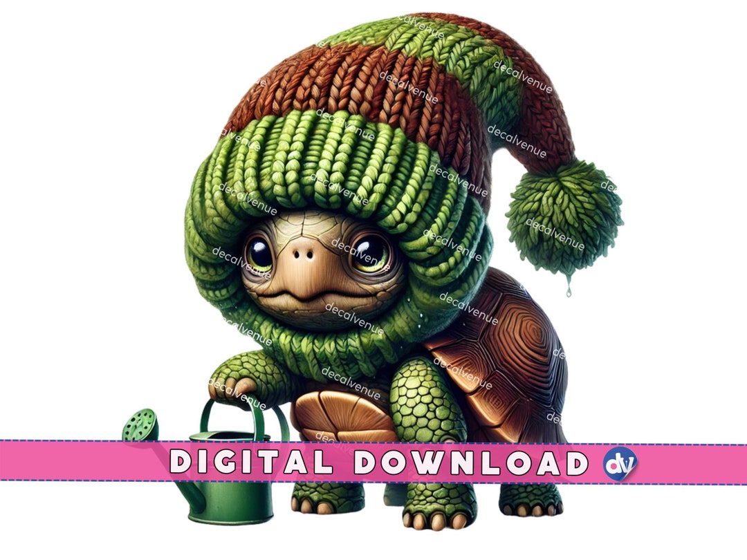 Turtle Gnome With Watering Can PNG Digital Download Clipart - Printable ...