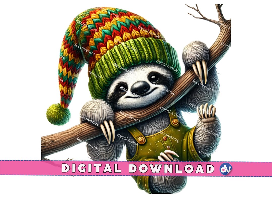 Sloth Gnome Handing Tree Branch PNG Digital Download Clipart ...