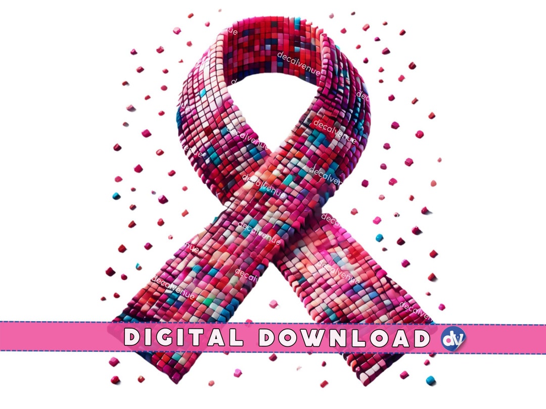 Pink Ribbon and Mosaic Breast Cancer Awareness PNG Digital Download ...