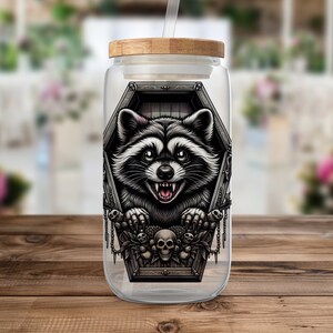 Scary Raccoon in Coffin Halloween PNG Digital Download Clipart ...