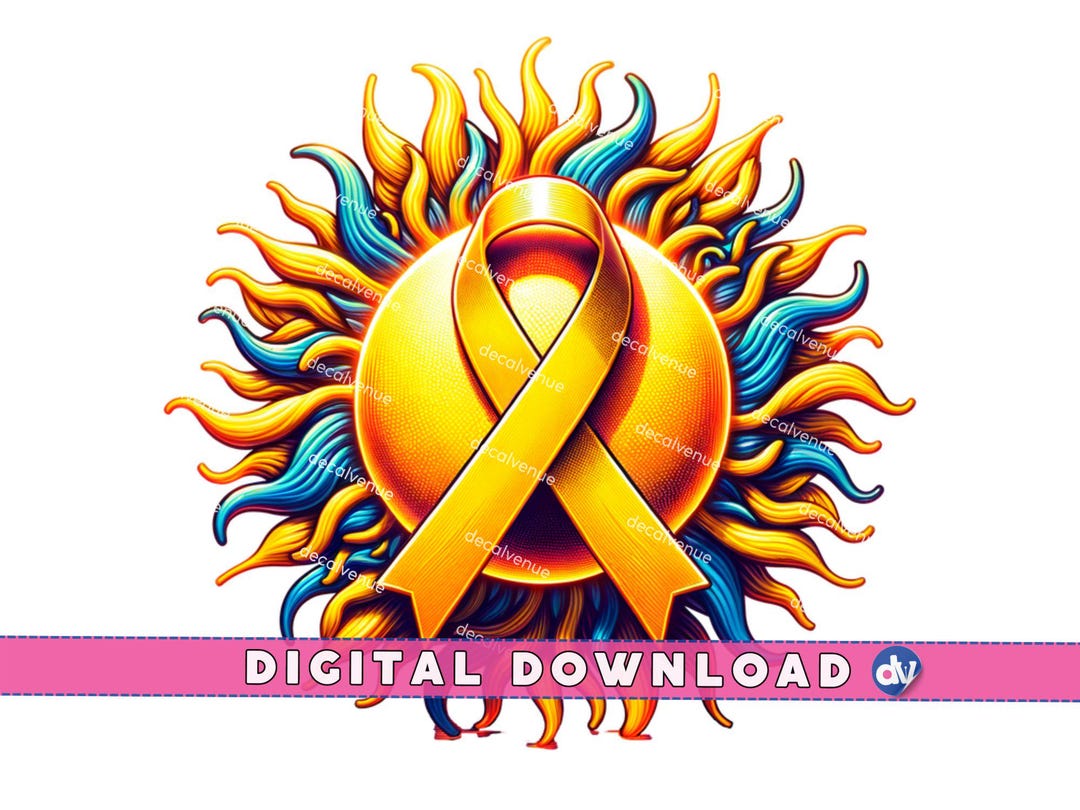 Radiant Sun Yellow Awareness Ribbon PNG Digital Download Clipart ...