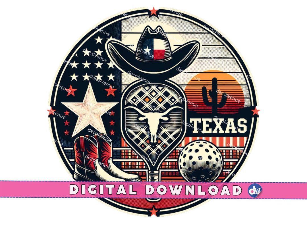Texas Pickleball PNG, Cowboy Boots, Cactus, Sublimation Design (digital ...
