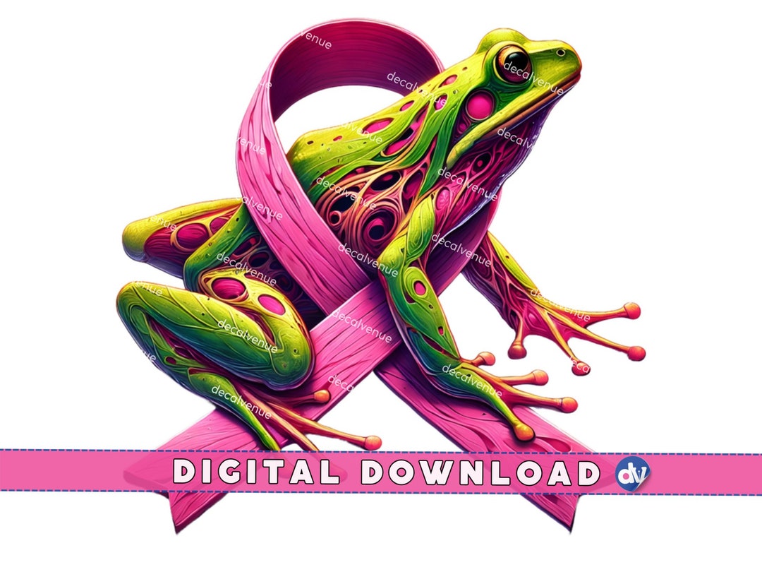 Frog Pink Ribbon Breast Cancer PNG Digital Download Clipart Printable ...