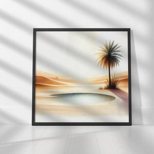 Desert Oasis - Serene Boho Watercolor Scene Printable Art Digital ...