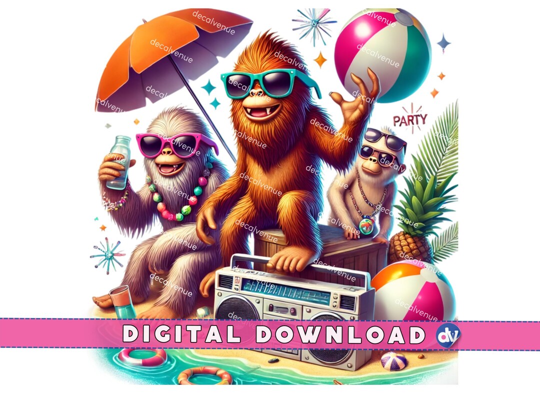 Sasquatch Beach Party PNG Digital Download Clipart - Printable Art for ...