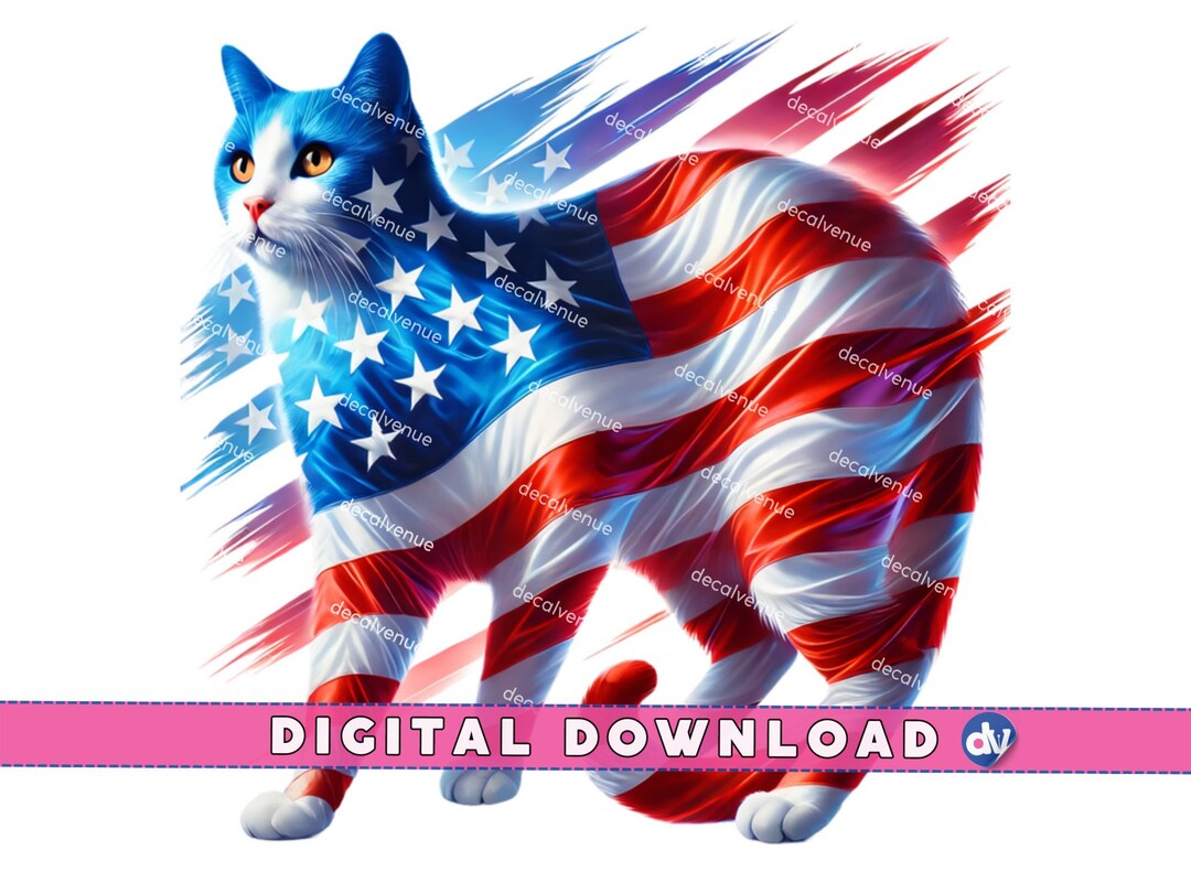 Patriotic Cat American Flag PNG – Sublimation Design (digital Download ...