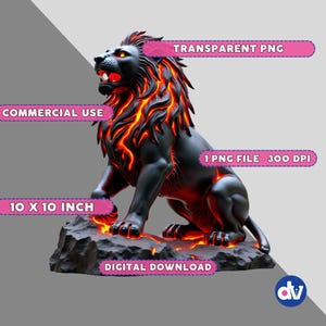 Molten Lava Lion Statue PNG Digital Download Clipart Printable Art Dtg ...