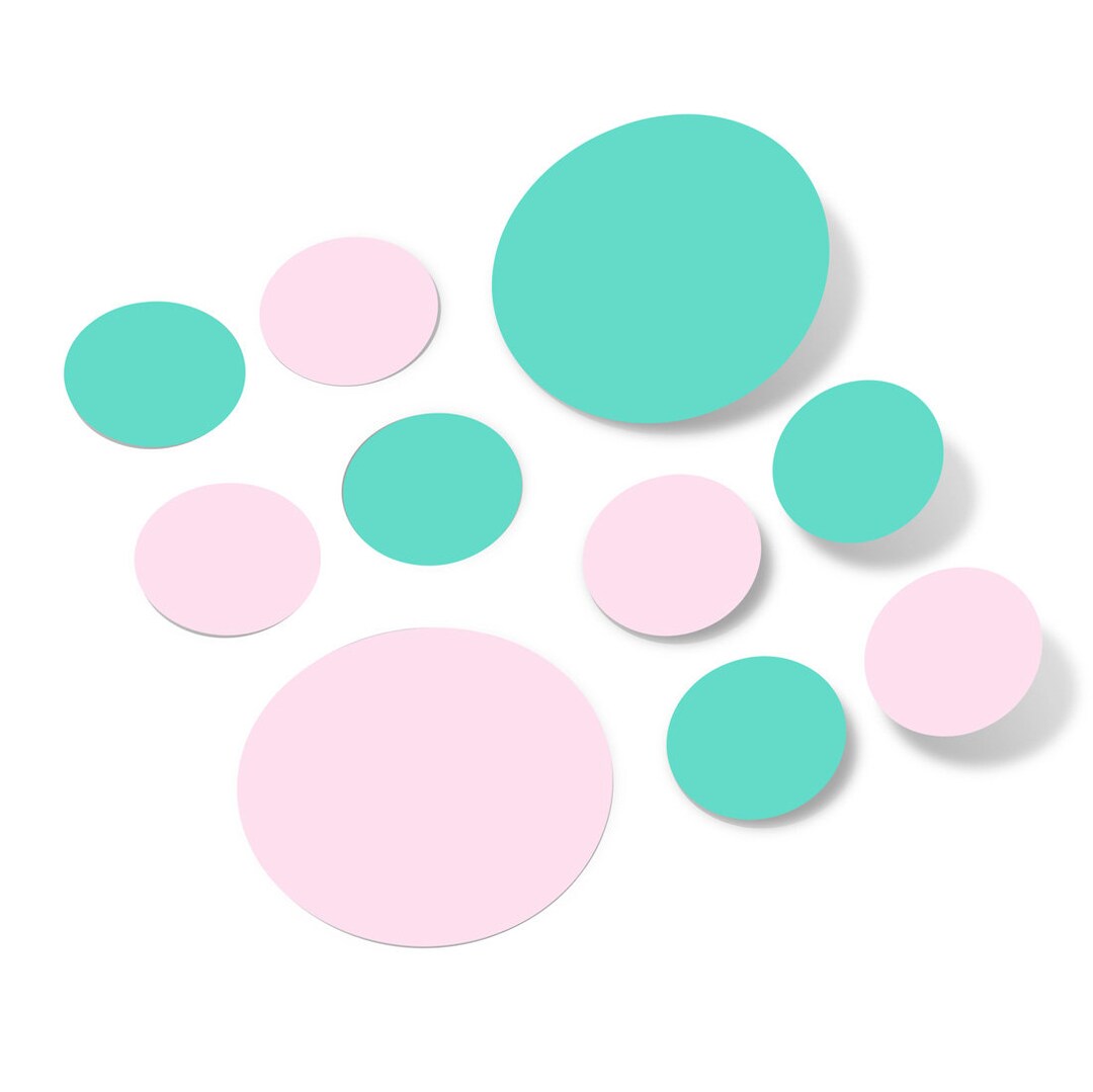 Pink & Mint Green Polka Dot Wall Decals: Nursery Decor, Vinyl Stickers ...