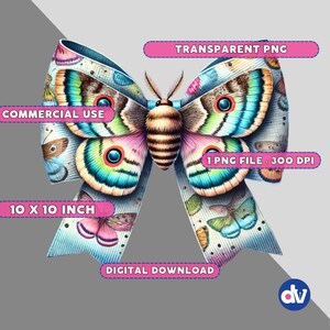 Moth Coquette Bow PNG Digital Download Clipart - Printable Art for Dtg ...