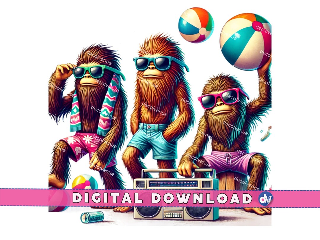 Sasquatch Summer Beach Party PNG Digital Download Clipart - Printable ...
