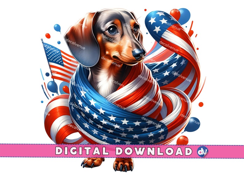 Patriotic Dachshund PNG, American Flag Dog Art (digital Download) - Etsy