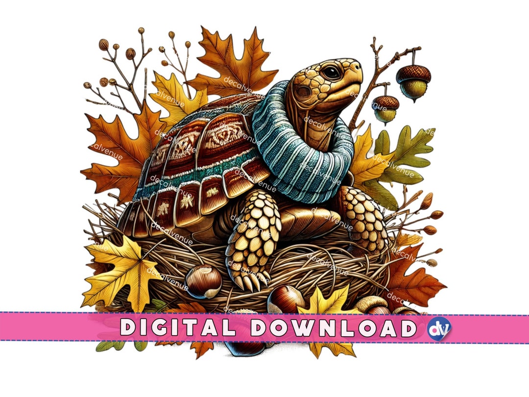 Autumn Turtle in Cozy Turtleneck PNG Digital Download Clipart ...