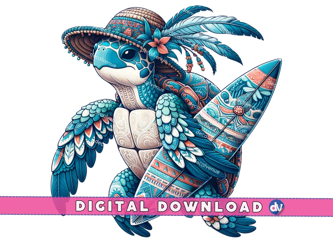 Sea Turtle Surfboard PNG – Summer Beach Hat Clipart (digital Download ...