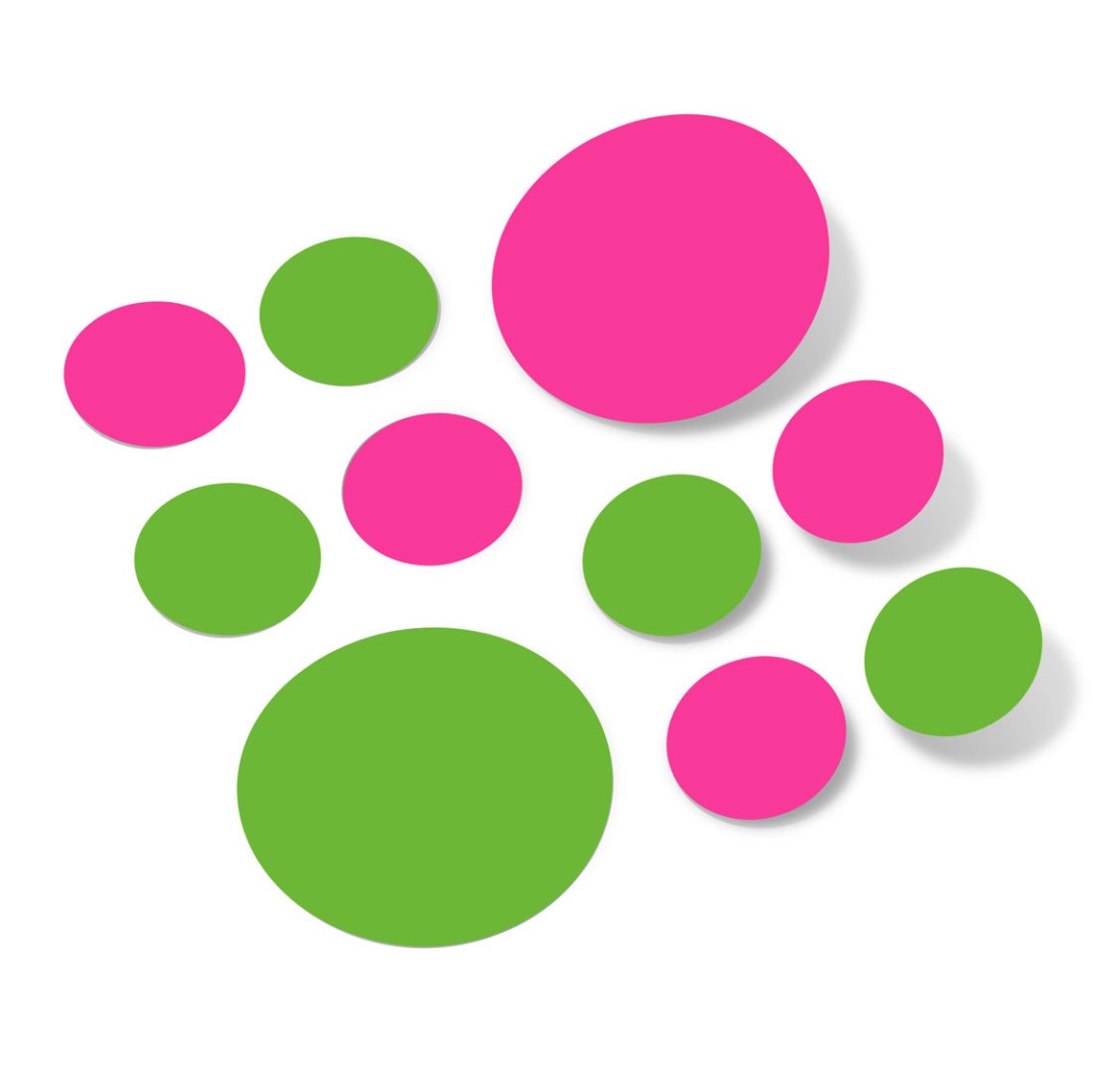 Hot Pink / Lime Green Vinyl Polka Dot Wall Decals Circles - Etsy