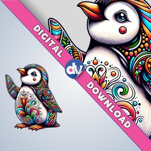 Psychedelic Penguin Penguin Art Digital Download, Mandala Style ...