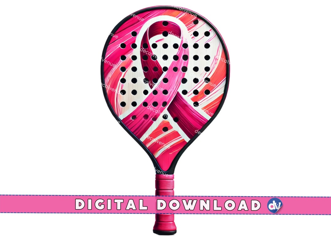 Pink Ribbon Pickleball Paddle PNG, Breast Cancer Awareness Art (digital ...
