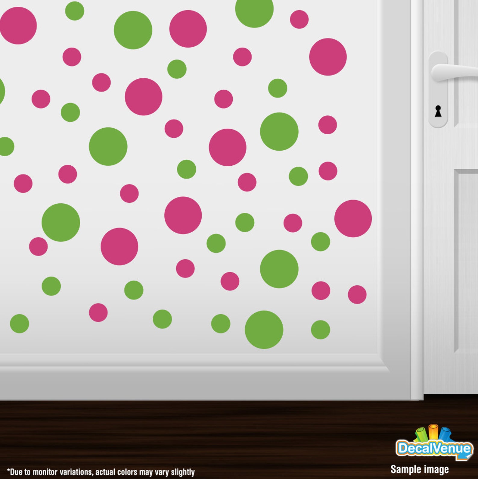 Hot Pink / Lime Green Vinyl Polka Dot Wall Decals Circles - Etsy