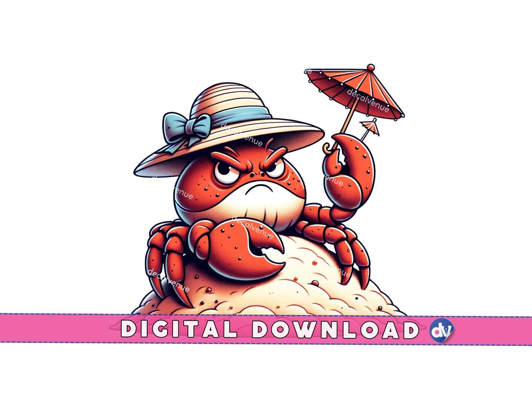 Grumpy Beach Crab Clipart: Cocktail Umbrella PNG (digital Download) - Etsy