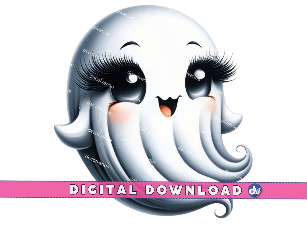 Cute Ghost With Eyelashes PNG Digital Download Clipart Printable Art ...