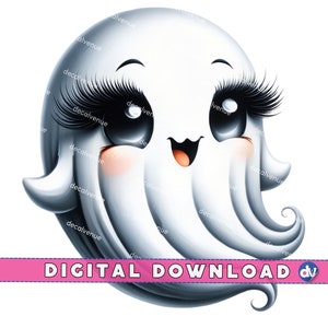 Cute Ghost With Eyelashes PNG Digital Download Clipart Printable Art ...