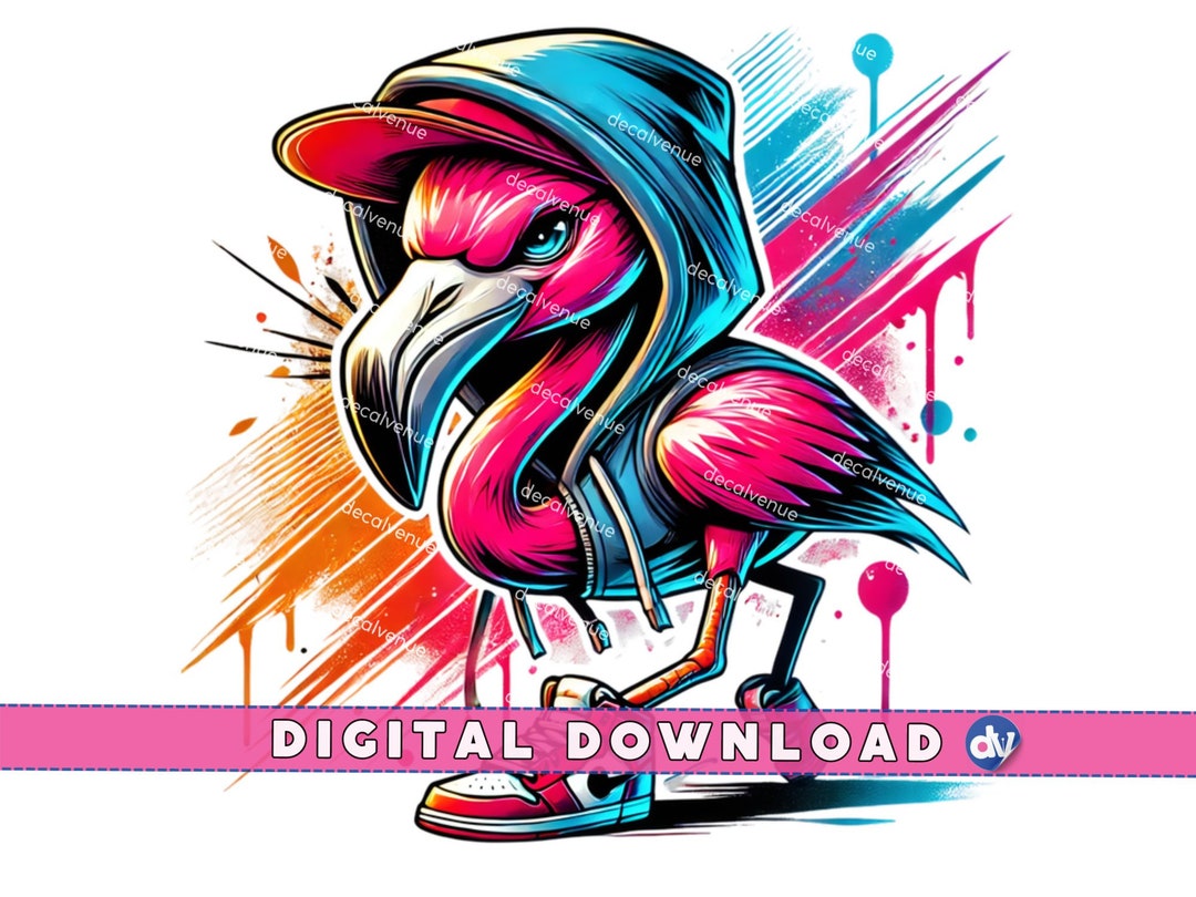 Hip Hop Flamingo PNG – Urban Hoodie, Sublimation Design (digital ...