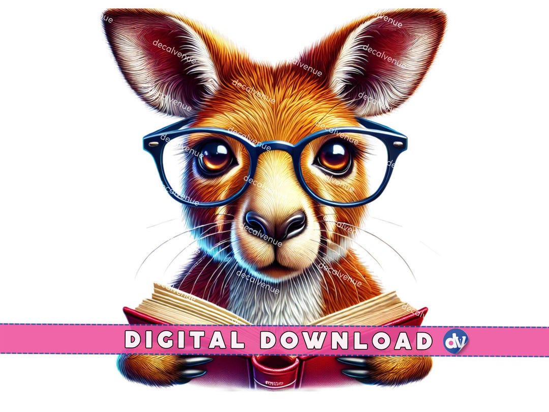 Kangaroo Reading Book PNG Clipart, Animal Art (digital Download) - Etsy ...