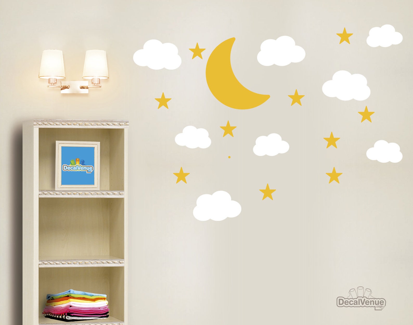 Moon Stars Clouds Vinyl Wall Decals Set of 19 Stickers - Etsy