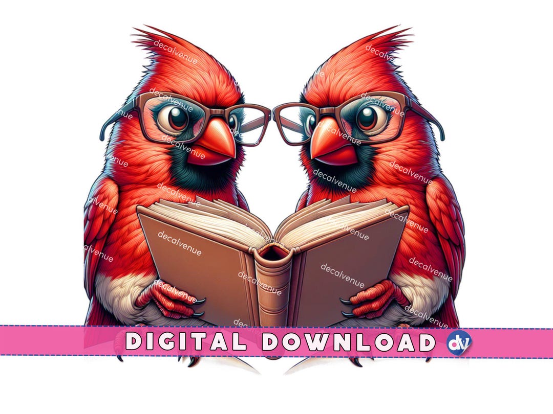 Cardinal Birds Reading Book Clipart: PNG Digital Download - Etsy UK