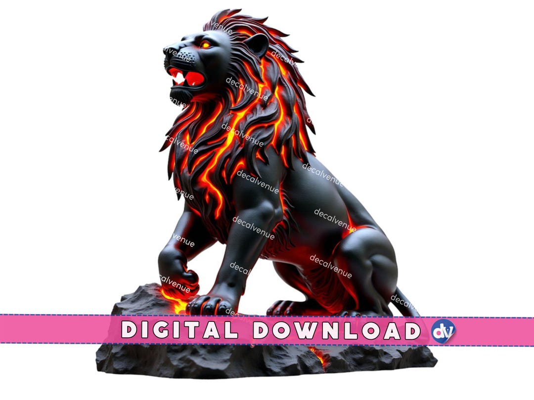 Molten Lava Lion Statue PNG Digital Download Clipart Printable Art Dtg ...