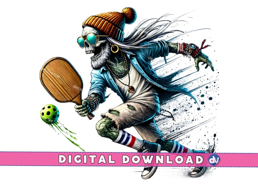 Trendy Zombie Playing Pickleball PNG Digital Download Clipart Printable ...