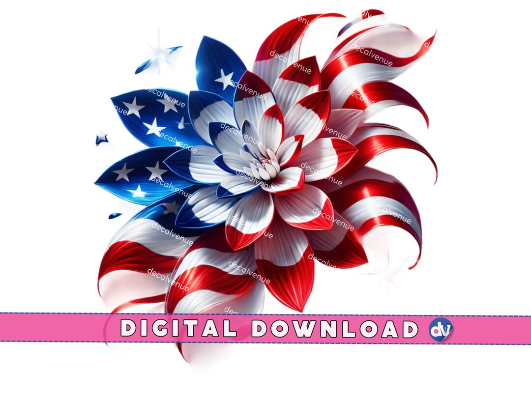 Patriotic American Flag Flower PNG Clipart – 4th of July (digital ...