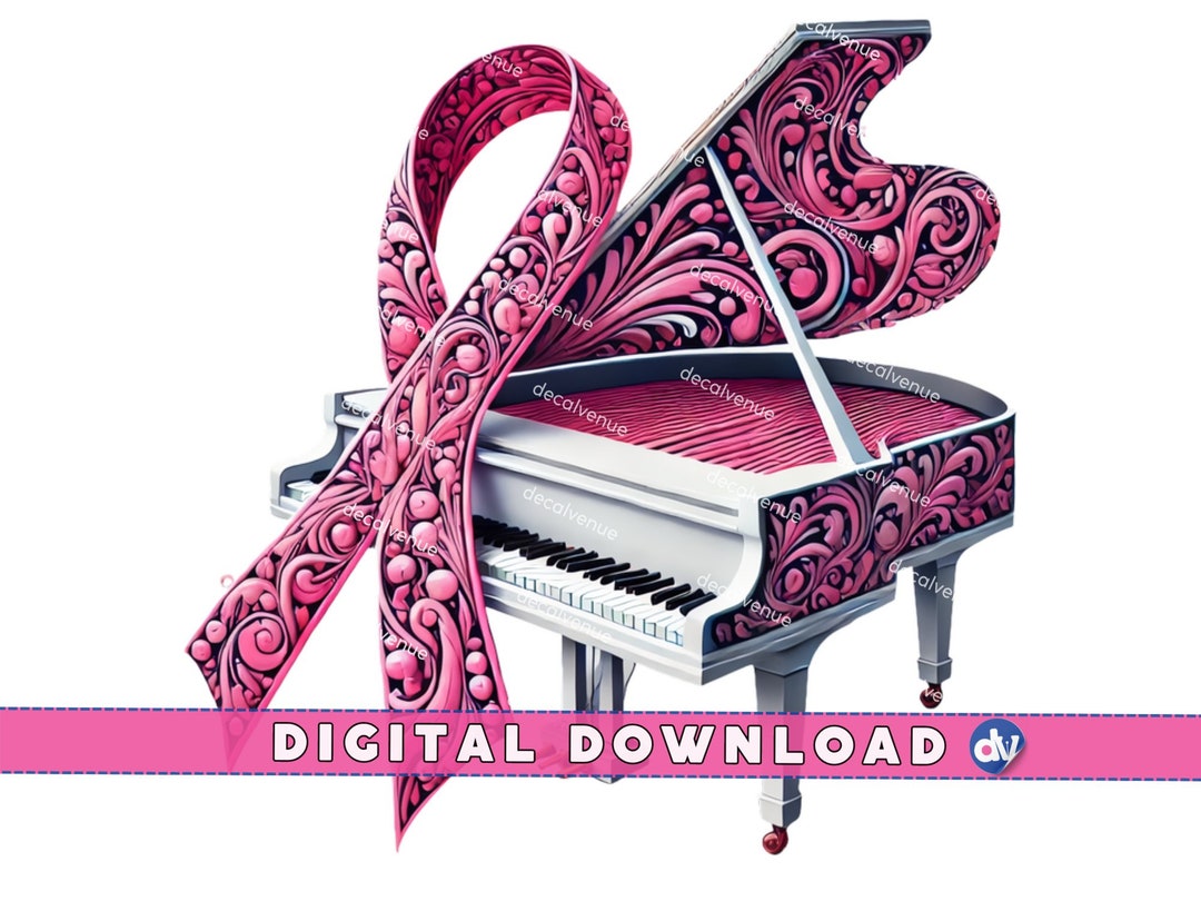 Grand Piano Pink Ribbon Breast Cancer PNG Digital Download Clipart ...
