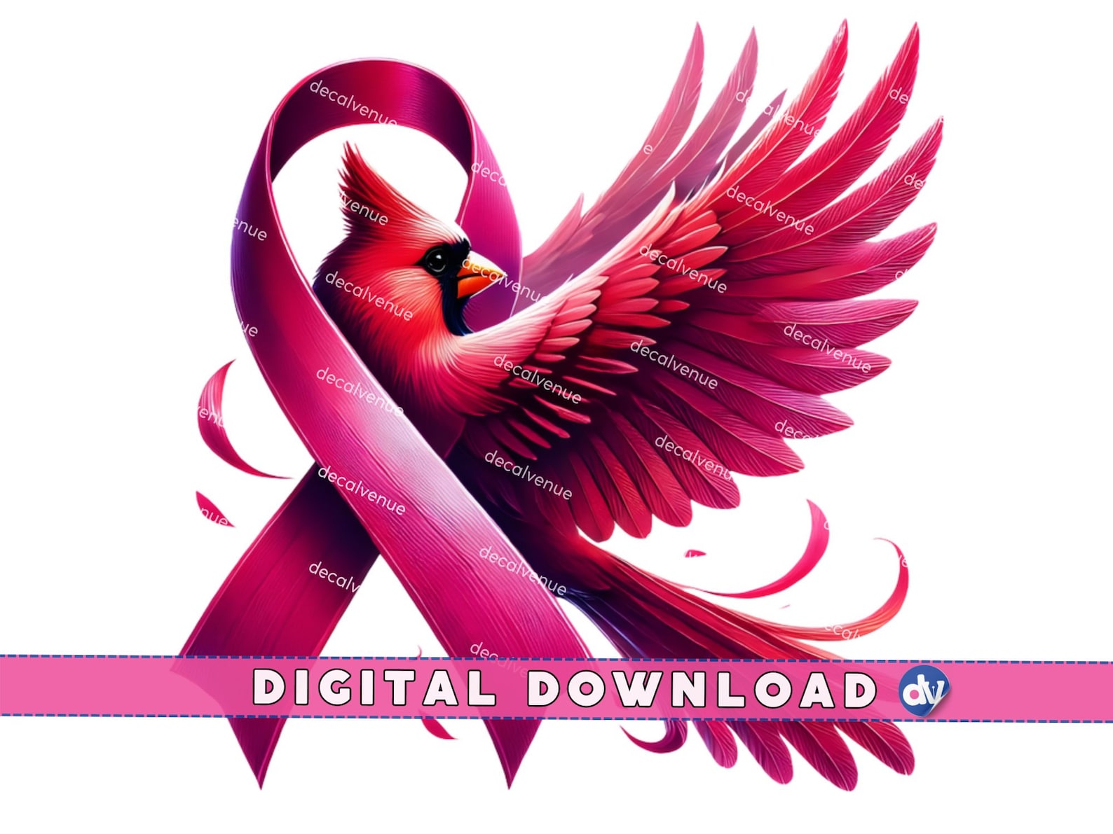 Cardinal Bird Pink Ribbon Breast Cancer Awareness PNG (digital Download ...