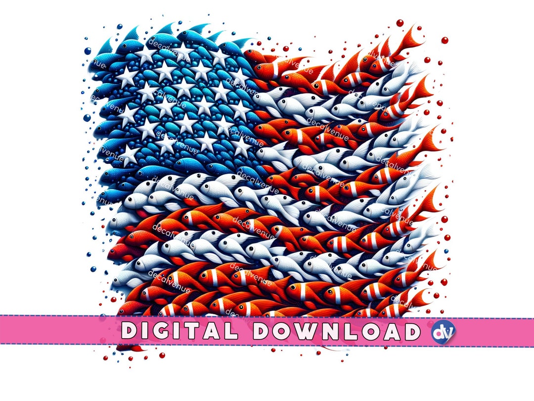 Fish Forming American Flag Clipart PNG Digital Download - Printable Art ...