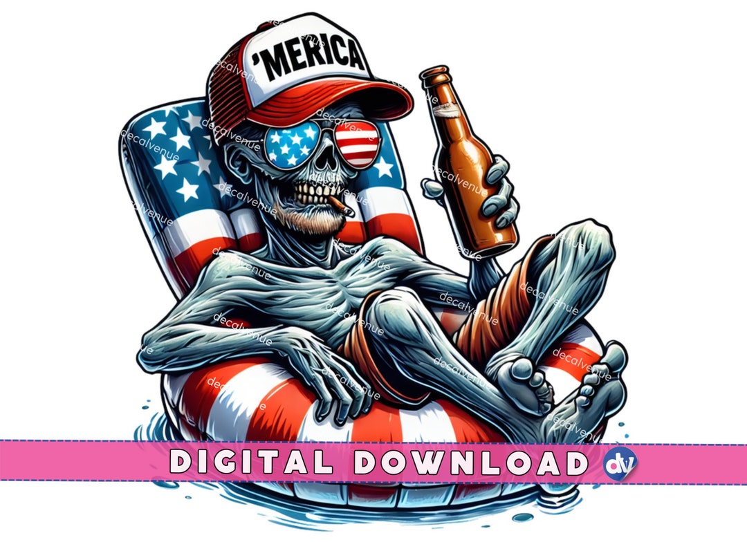 Zombie American Flag Float Merica PNG Digital Download Clipart ...