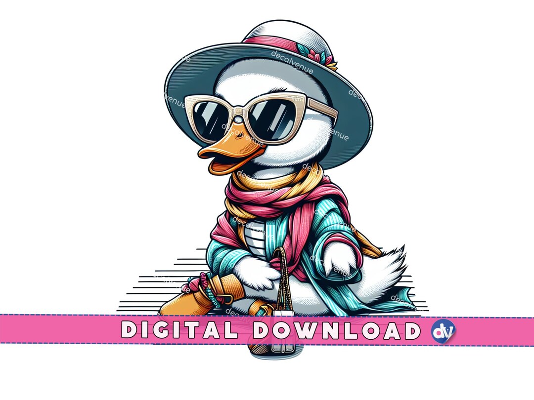 Fashionable Duck Art: Stylish Illustration, Trendy Duck (PNG Digital ...